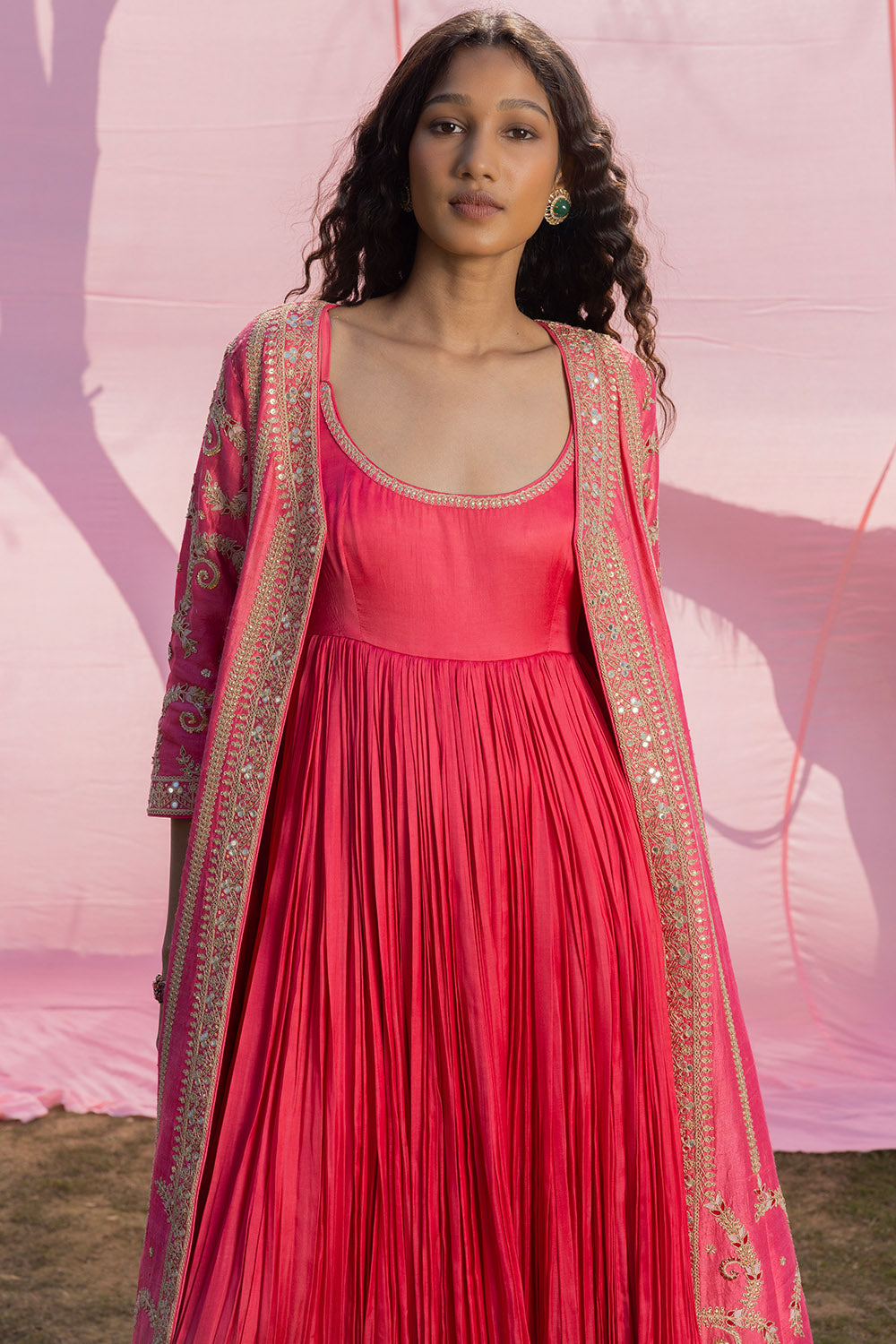 Punit Balana | Pink Silk Rani Sa Anarkali Set – LIVEtheCOLLECTIVE