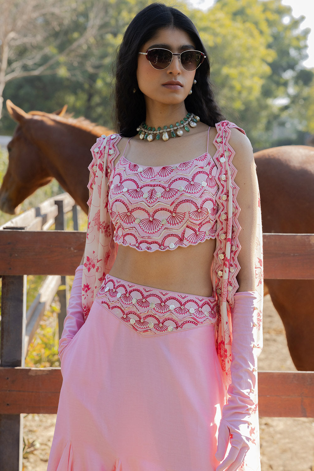 Punit Balana | Pink Masoom Gulabi Asymetric Lehenga Set – LIVEtheCOLLECTIVE