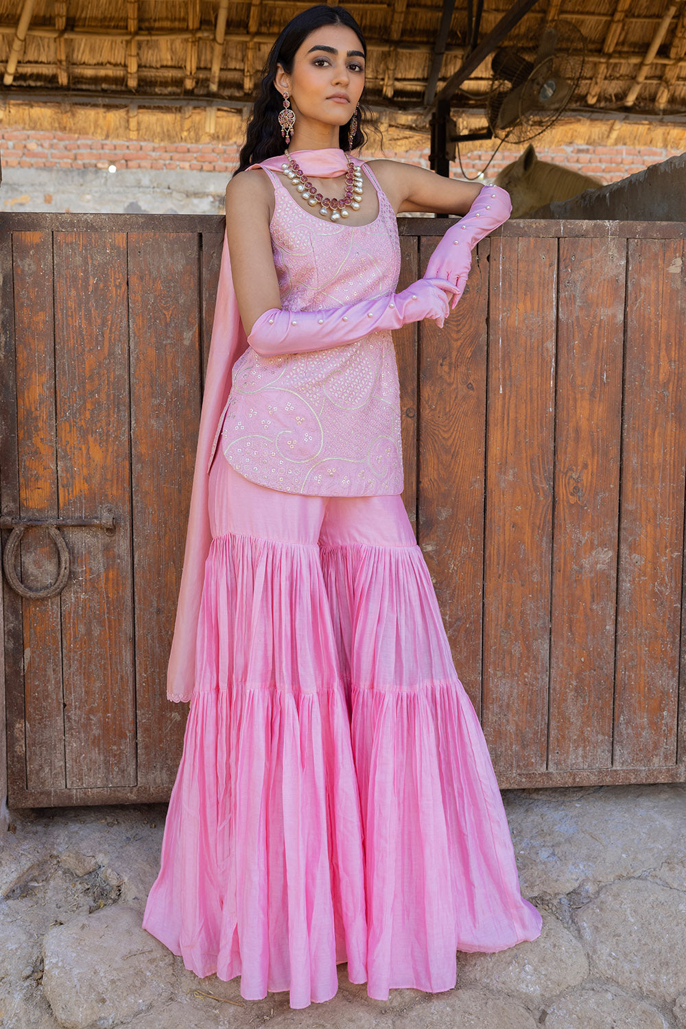 Punit Balana | Pink Noor Sharara Set – LIVEtheCOLLECTIVE